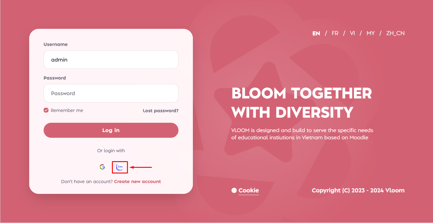Login authentication method via Zalo - Videa Edtech